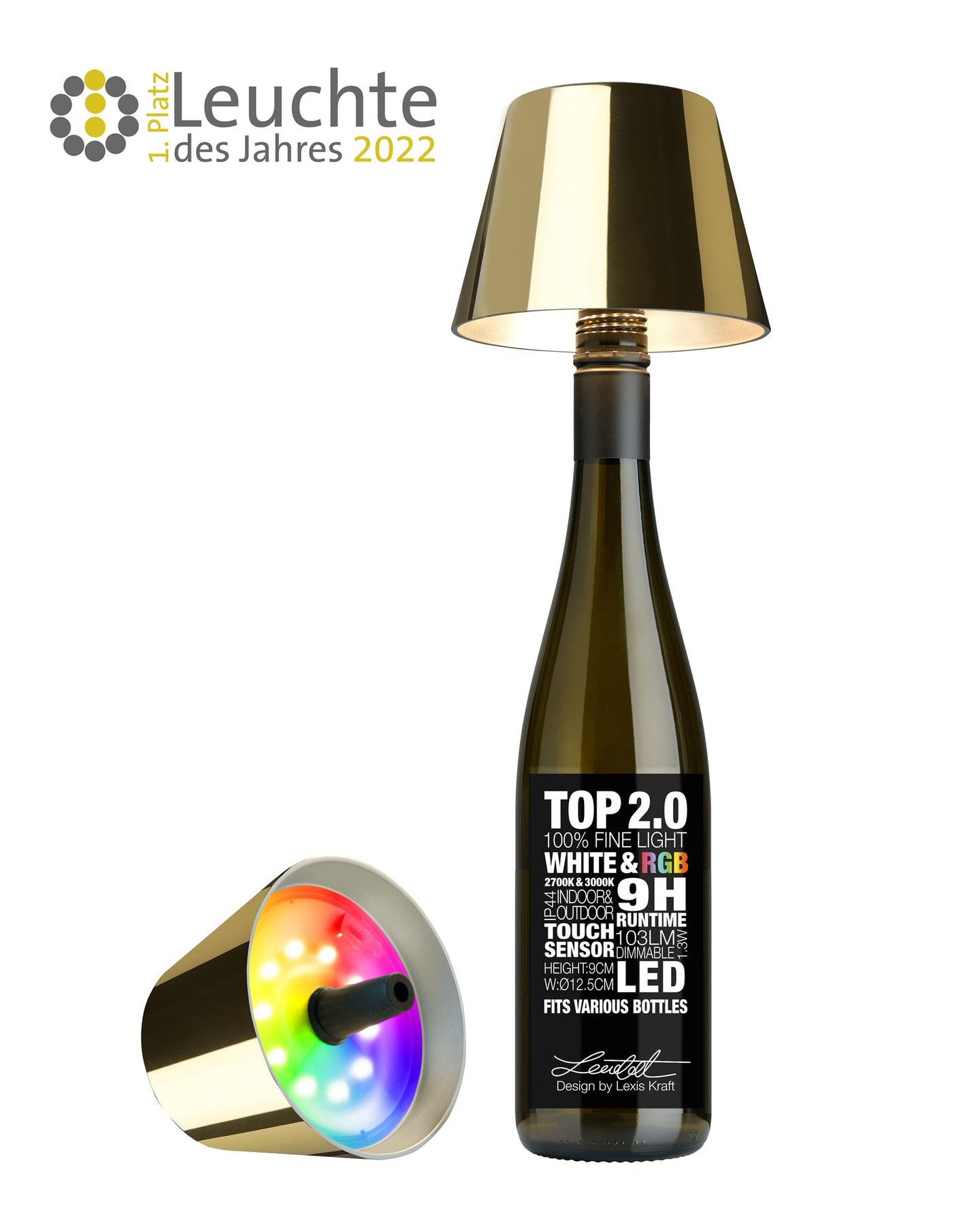 Flessenlampje RGB Goud – Balthazar Kookwinkel
